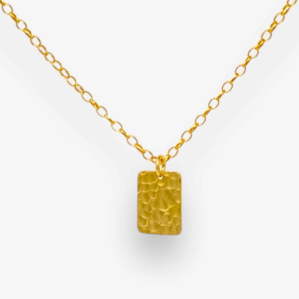 Gold Rectangular Pendant Necklace
